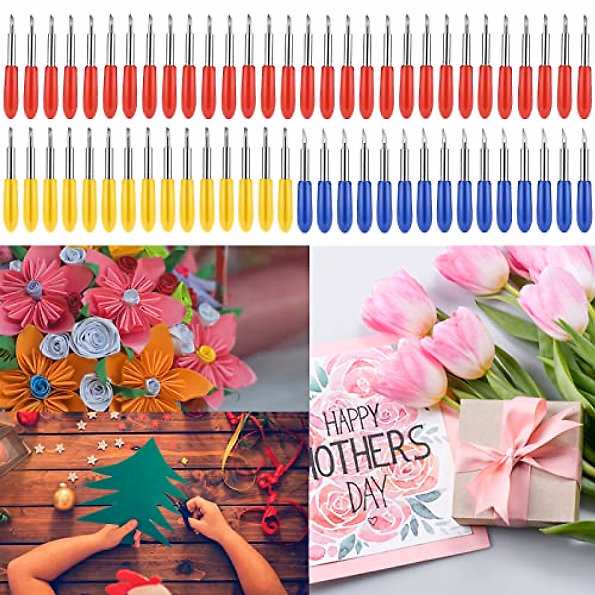 60 Pieces Replacement Cutting Blades for Cricut Explore Air 2/Air 3/Maker, Include 15 Pieces Fine Point Blades 30 Pieces Standard Blades 15 Pieces Deep Point Blades