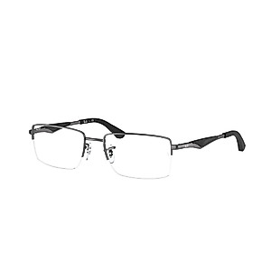 Ray-Ban RX6285 Rectangular Prescription Eyeglass Frames, Gunmetal/Demo Lens, 53 mm