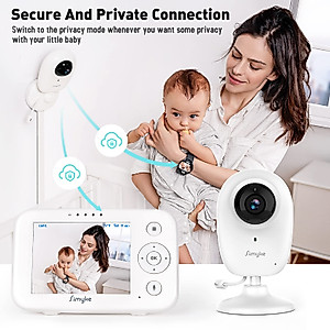 Simyke Video Baby Monitor with App and Screen 1080P Camera, Cry Detection, Lullabies, Two Way Talk, Night Vision, Face Detection, Wall Mount, Connect Smart Watch, Temperature Monitoring, Gift for Baby