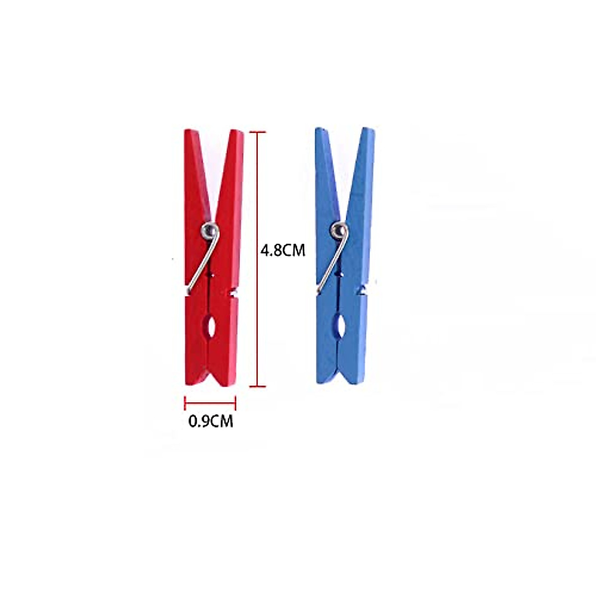 200 Pack Colored Wooden Clothes Pins, 10 Colors Wooden Clothes Pins with 66FT Jute Twine, Rainbow Clips for Photos, Pictures, Clothing Hanging (1.89 in)