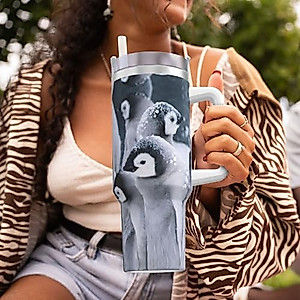 HULIBIN Cute penguin1 Print Double Deck Stainless Steel Travel Coffee Cup With Lid 40 Oz Ice Bully Cup