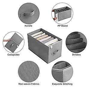 Coorganisers 2 PCS Sweater Wardrobe Clothes Organizer,Washable Clothes Organizer for Folded Clothes with PP Board Handle,7 Grids Closet Organizers and Storage Box for Jeans,Pants,Sweater,Jacket,Shirt