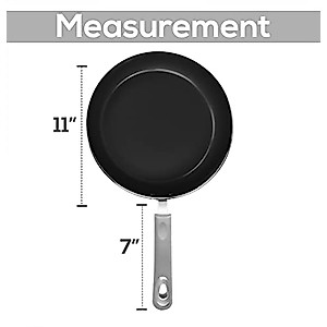 Utopia Kitchen - Saute Fry Pan - Nonstick Frying Pan - 11 Inch Induction Bottom - Aluminum Alloy and Scratch Resistant Body - Riveted Handle (Silver-Black)