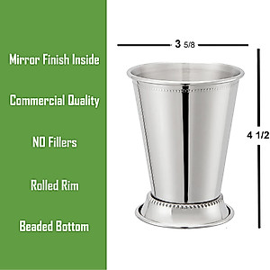 Mint Julep Cups Set of 4 with Straws - Stainless Steel Mint Julep Cup - Mint Julep Glasses - 12oz Commercial Grade Cups - Metal Cups - 2024 Mint Julep Set by Flavourd
