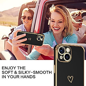 BENTOBEN iPhone 13 Mini Phone Case, Cute Heart Pattern Slim Fit Soft Flexible Shockproof TPU Bumper Protective Women Girls Boys Men Non-Slip Lightweight Cover for iPhone 13 Mini 5.4 Inch, Black