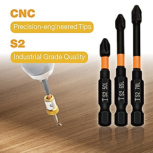 3 Pieces Strong Magnetic Screw Ring Holders With 3 Pieces Ph2 Screwdriver Bit Set, 1/4 Inch/ 6.35 mm Universal Magnetic Screw Ring Bit for Hex Screwdriver and Power Bits