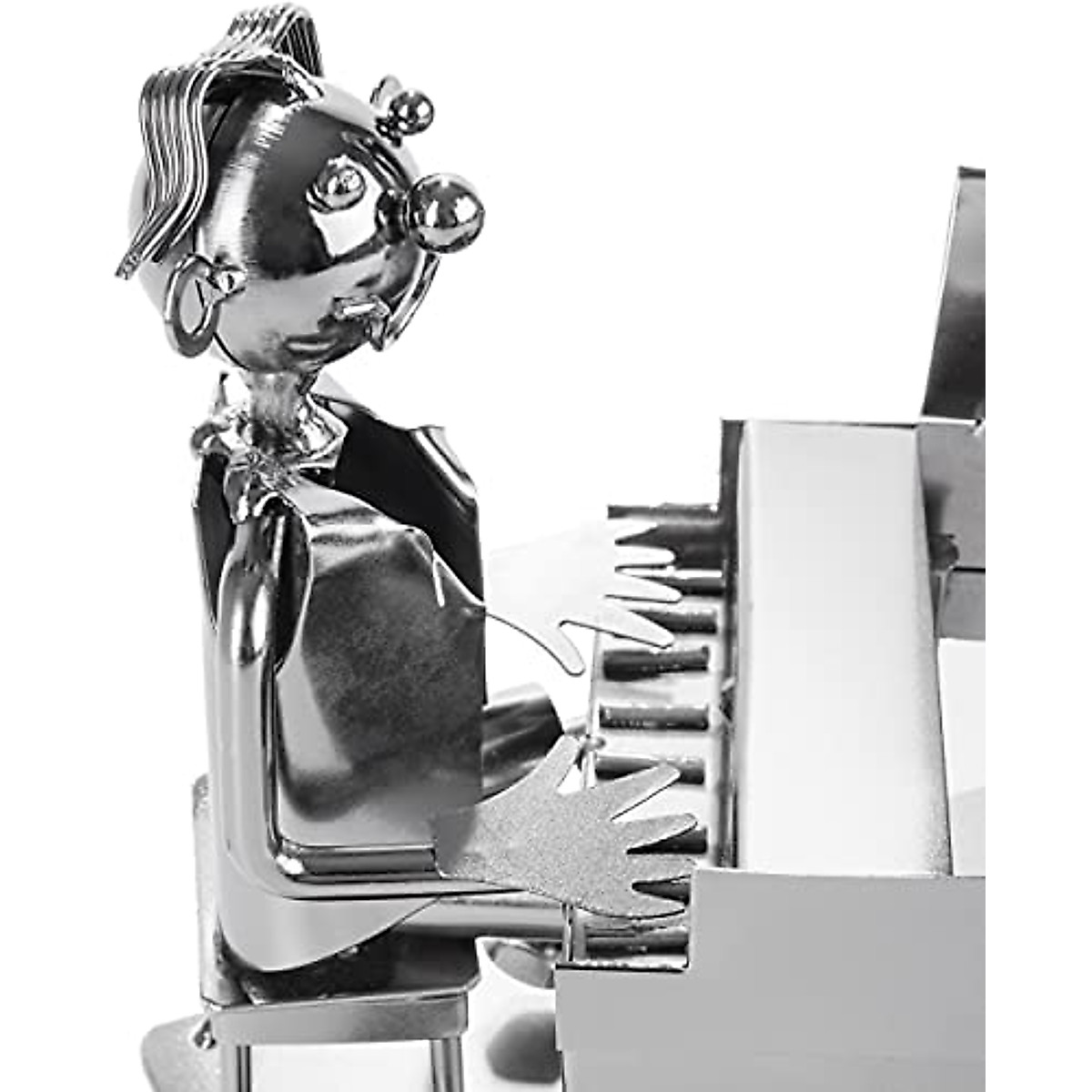 BRUBAKER Wine Bottle Holder 'Piano' - Table Top Metal Sculpture - with Greeting Card
