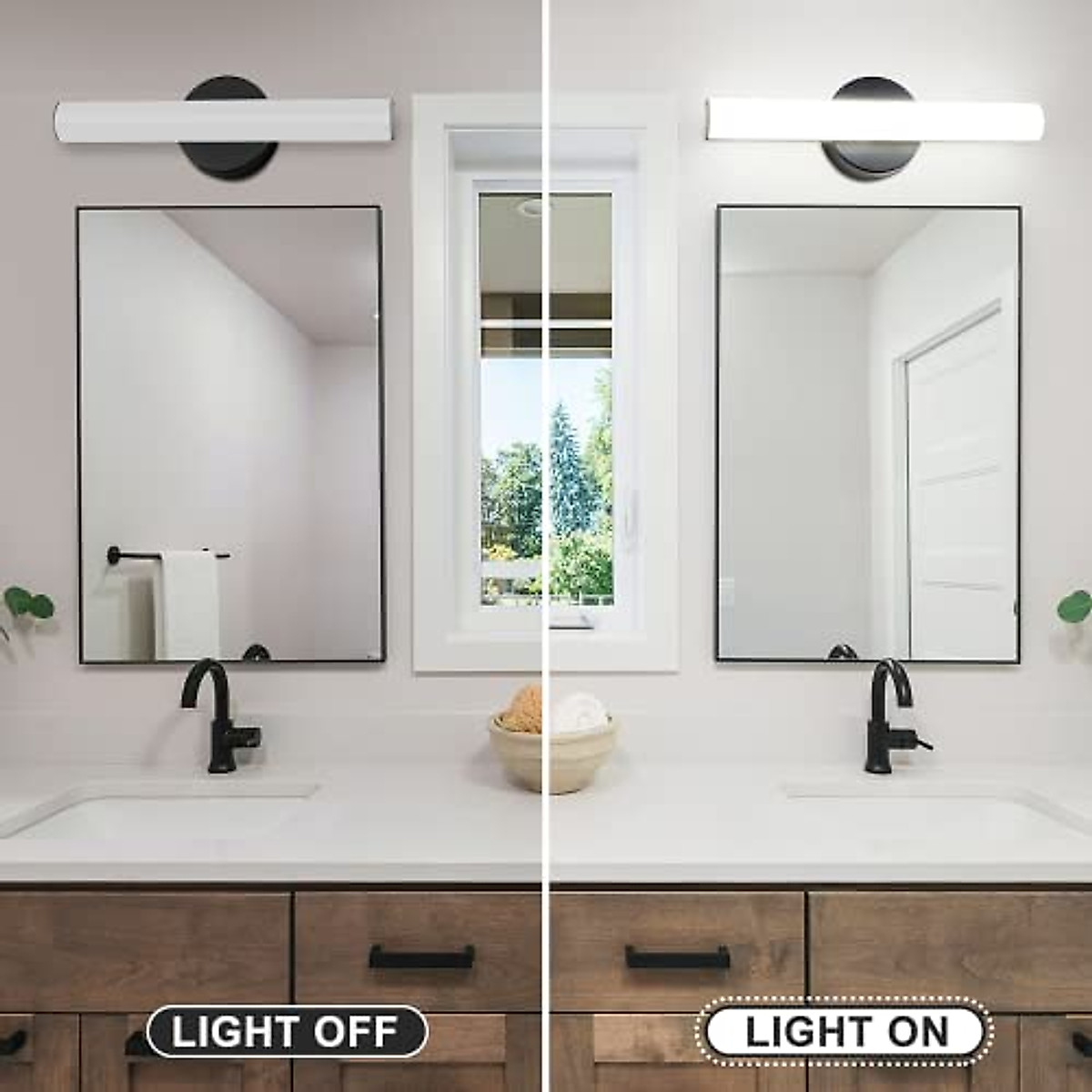 FOLKSMATE Modern Dimmable LED Vanity Light Bar Lighting Fixtures, 15.9 Inch LED Bathroom Light Fixture Over Mirror, 15W 1300LM Daylight White 5000K Wall Sconces Lighting, Black Bath Light Bar