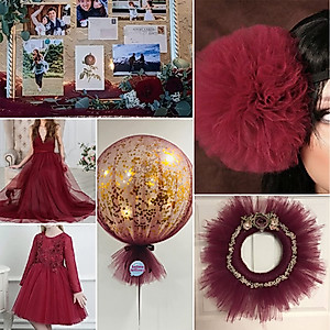 Burgundy Tulle Fabric Rolls 6 Inch by 200 Yards (600 feet) Fabric Spool Tulle Ribbon for DIY Burgundy Tutu Bow Baby Shower Birthday Party Wedding Decorations Craft Supplies