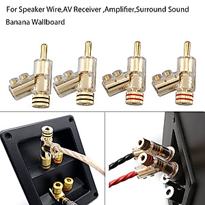 Tertullus 4Pcs Banana Clips Connectors Banana Plugs for Speaker Wire Gold Plated Screw Locking Connectors for Speaker Wire,AV Receiver, Amplifier, Surround Sound