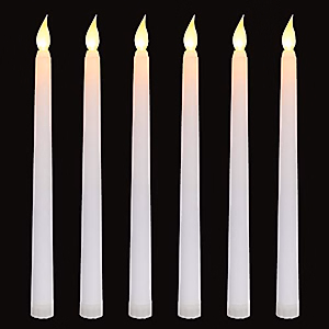6PCS LED Flameless Taper Candles with 6 Hours Timer, 10 inch Battery Operated Fake Flickering Candlesticks Electric Long Candles for Wedding Parties Decoration