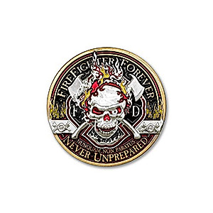 Thin Red Line · Firefighter Forever Challenge Coin with Deluxe Display Tin Box Plus Bonus polishing Cloth - 2 Medallion Set