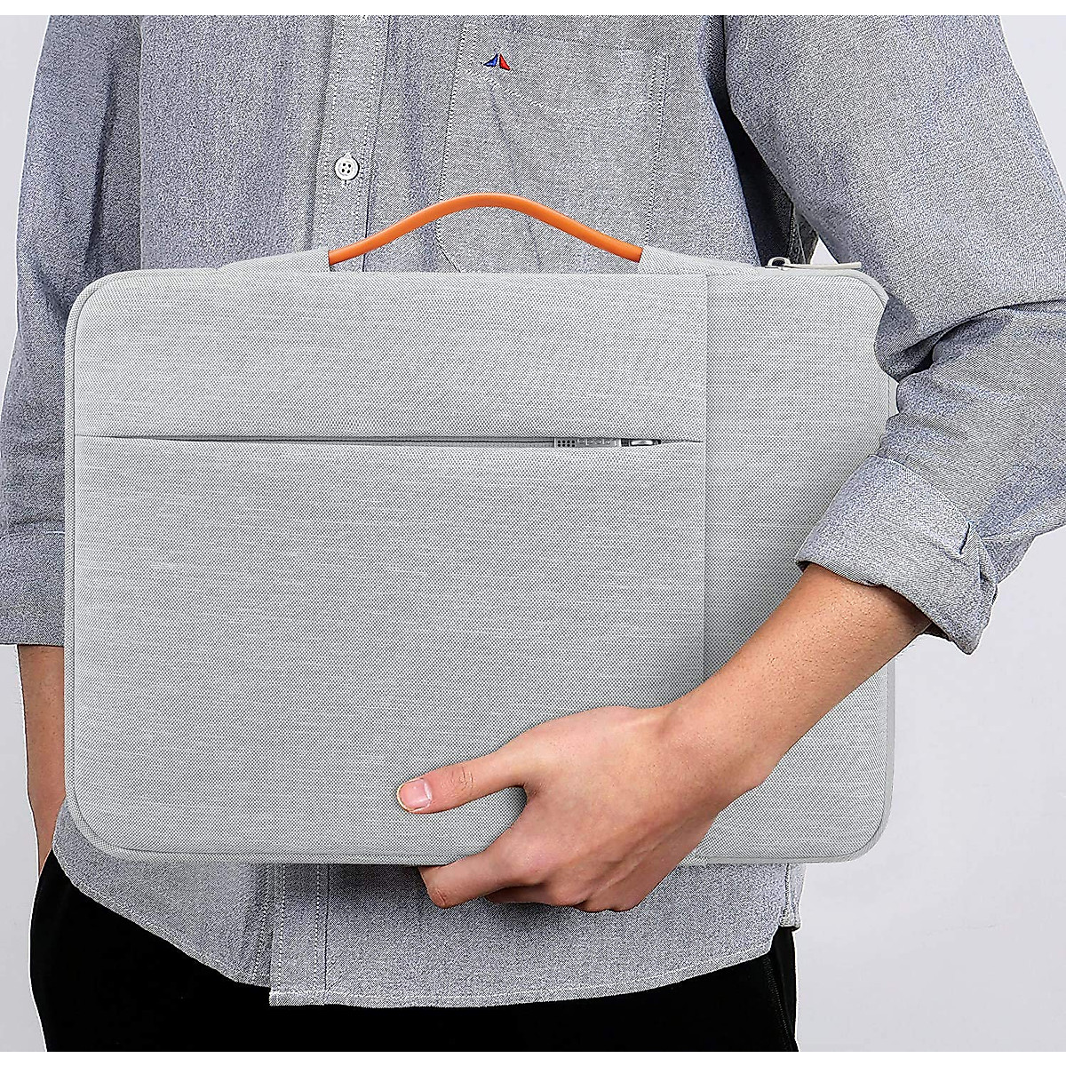 Lacdo 360° Protective Laptop Sleeve Case for 15 inch New MacBook Air M3 A3114 M2 A2941 2024-2023, 15 inch MacBook Pro A1990 A1707, Dell XPS 15 Plus 2022-2020 Computer Bag, Water-Resistant, Gray