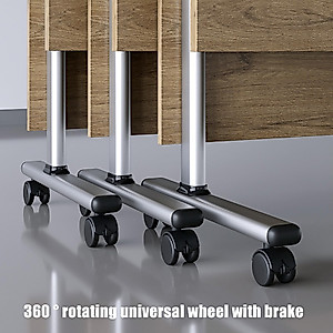 Foldable Meeting Table Set of 2, Conference Rooms Training Rooms Flip Top Mobile Training Table, Rectangular Rolling Splicing Multifunctional Computer Desk(2pcs 47.2inx19.7inx29.5in, White)