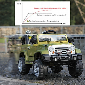 TOBBI 12V Kids Ride On Truck Car Electric Car for Kids with w/Parental Remote Control, Music, MP3 Player, Spring Suspension, 2 Doors Open,Working Horn, Army Green