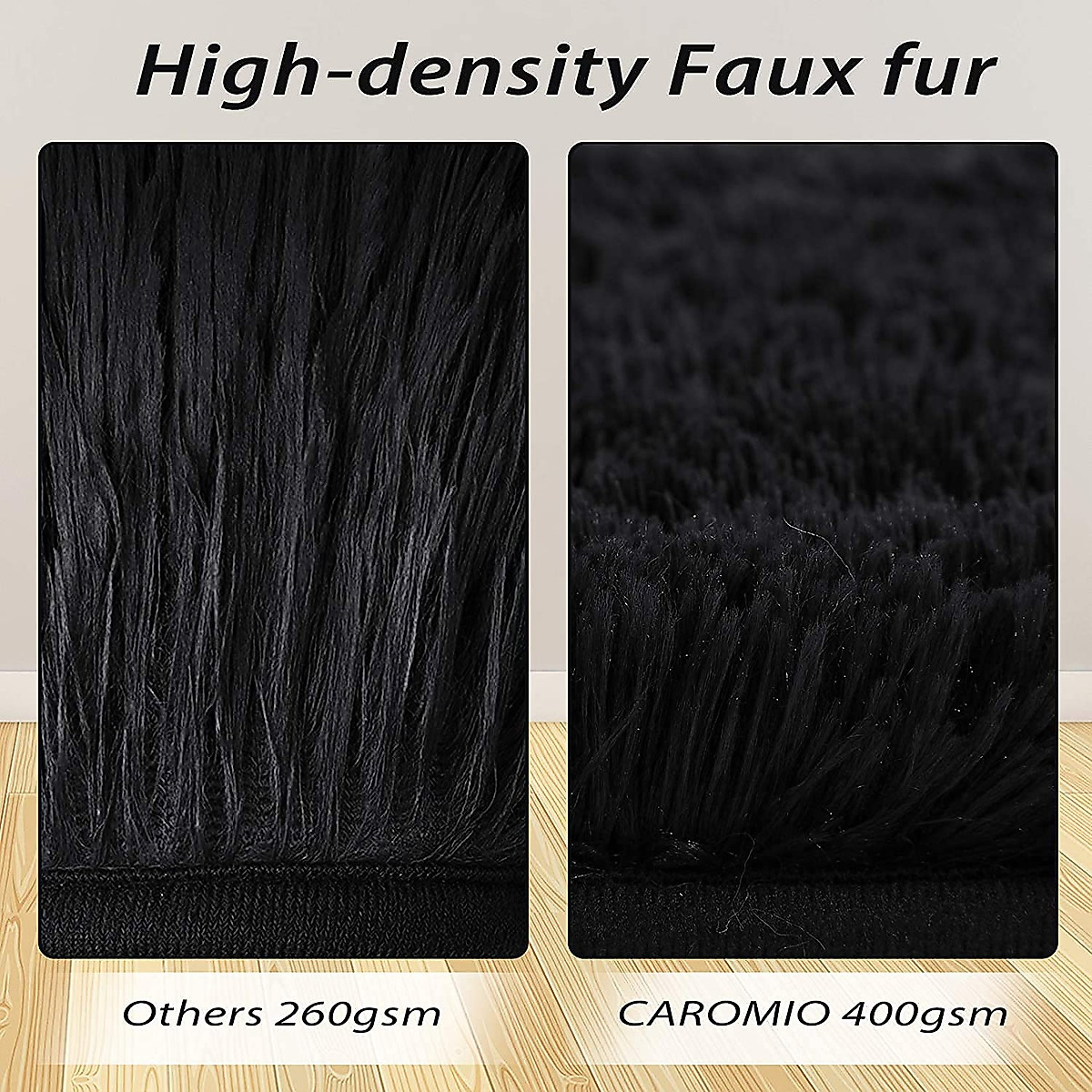 CAROMIO Fluffy Area Rug Plush Fluffy Shag Rugs 9' x 12' Extra Soft and Comfy Modern Indoor Shaggy Carpet Rugs for Bedroom Living Room Girls Kids Nursery Fluffy Area Rug, Black