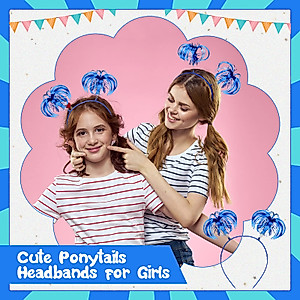 Jexine 12 Pieces Tinsel Wrapped Ponytails Headbands Headwear Feathers Head Bopper for Women Girls Hair Costume Accessories(Blue)