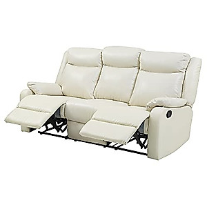 Glory Furniture Ward Faux Leather Double Reclining Sofa in Pearl