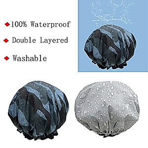 ZKLLGHE Shower Cap for Women Men Shower Hat Waterproof-Double Layer-Reusable Elastic Bath Caps for Boys Girls Hair Cap for Shower