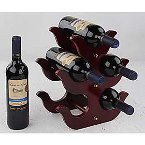 Cherish Wood Wine Rack, Freestanding Countertop Wine Bottle Holder, Wine Display Storage Shelf (5 Bottle)