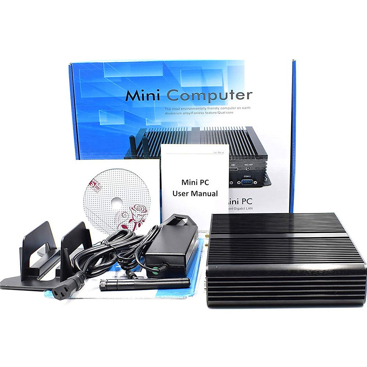 WEIDIAN Fanless Mini Desktop Computer, Windows 10 HTPC with Core i7 5500U CPU, 16GB RAM, 512GB SSD, Dual HD, 4USB 3.0,Card Reader, WiFi, Industrial PC Desktop Mini PC Gigabit Ethernet,BT 4.0