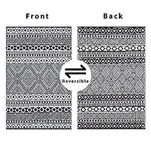Green Decoren Relic Premium Stain Proof Rain Proof Lightweight Reversible Plastic Outdoor Rug (6x9, Black/White)