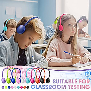 Bulk Headphone Earphones 45 Pack Multi Colored for School Headphones with 3.5 mm Headphone Plug for School Classroom Library Students Kids Children Teen and Adults, 9 Colors