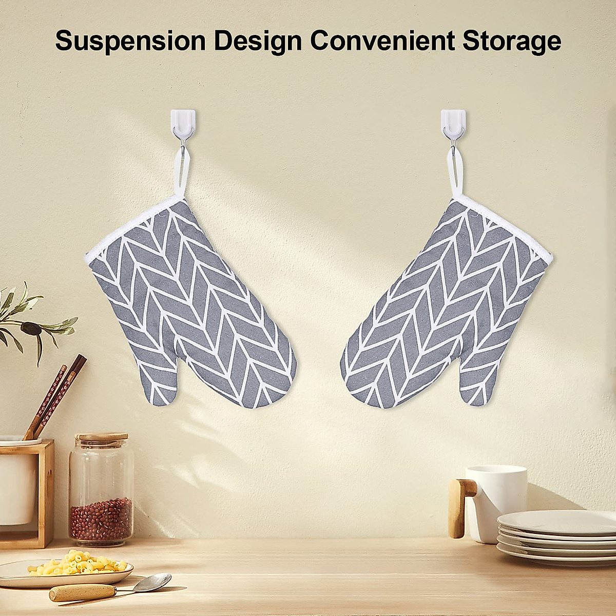 Eilin Heat-Resistant High Temperature Resistance Oven Mitts - 1 Pairs Kitchen Oven Mitt Gloves for BBQ Cooking , Baking, Microwave Heat