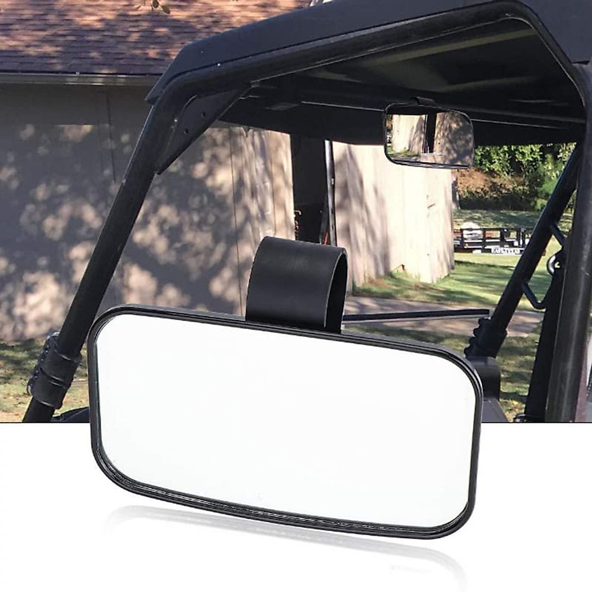 ZBGUN 1 PC Car Reversing Rearview Mirror, 4.5" x 8" 360° Adjustable Auxiliary Spherical Mirror, 1.5"/1.75"/2" Mounting Angle Universal Mounting Accessories, Suitable for Most Cars, ATVs, UTVs (Black)