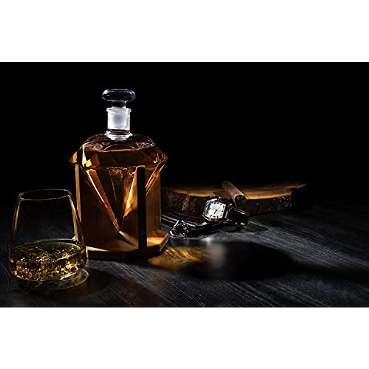 Diamond Decanter For Whiskey, Liquor, Scotch, Rum, Bourbon, Vodka, Tequila Decanter, The Wine Savant 750ml - Gifts For Men & Women Clear