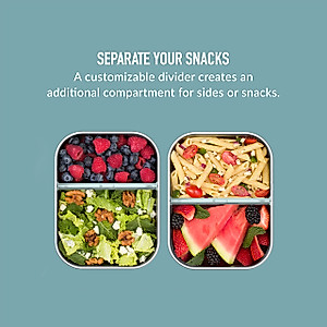 Bentgo MicroSteel Leak-Proof Lunch Box - Microwave-Safe, Oven-Safe, Bento-Style Container with Removable Divider, Airtight Lid, Sustainable Design, Odor & Stain Resistant (Aqua)