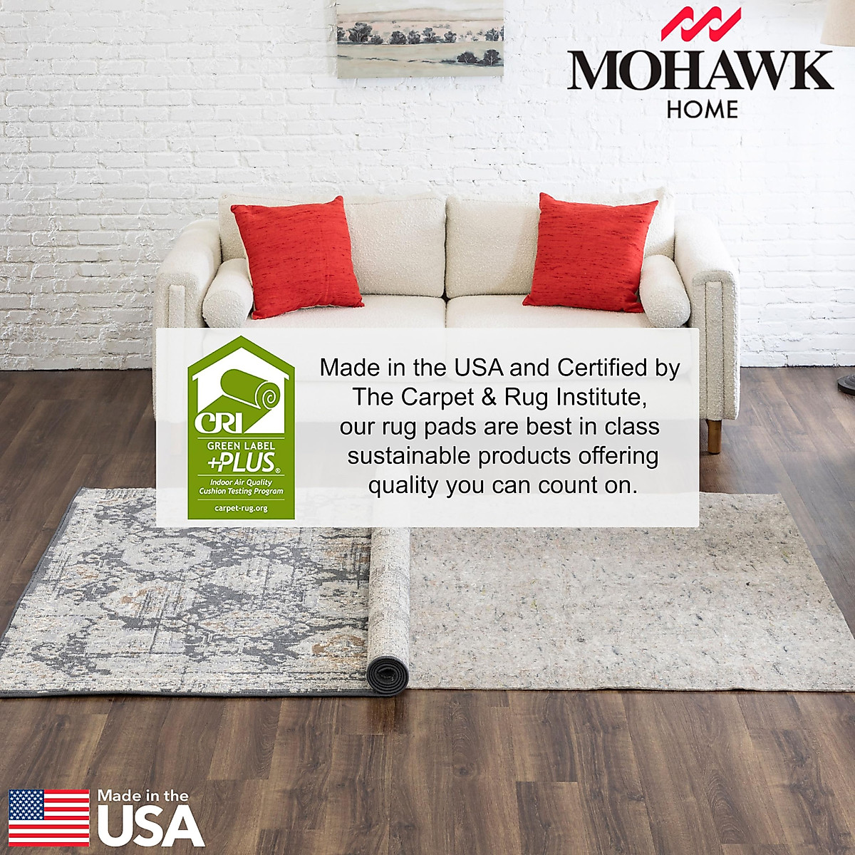 Mohawk Home 4' x 6' Non Slip Rug Pad Gripper 1/4 Thick Dual Surface Felt + Rubber Gripper - Safe for All Floors