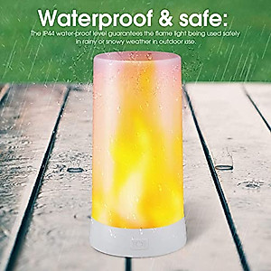 2PCS LED Flame Light, USB Rechargeable Flame Effect Light, Flame Lamp with Remote & Timer, Waterproof Dimmable Flameless Candles Light for Home Party Garden Camping Halloween Christmas Decoration