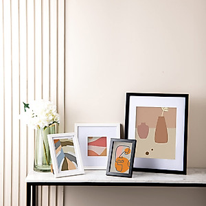 KINLINK 11x14 Picture Frame Black, Photo Frame with Plexiglass for Picture 8x10 with Mat or 11x14 without Mat, Composite Wood Picture Frame for Table Top and Wall Mounting, Set of 6