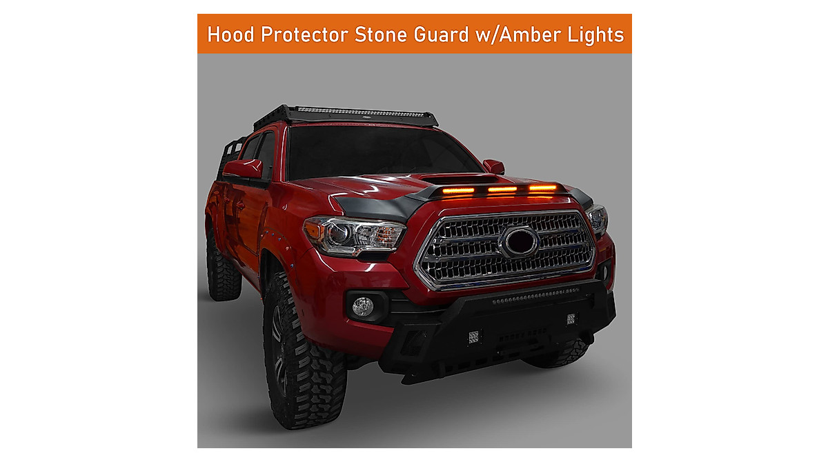Hooke Road Tacoma Hood Protector with Amber Lights for Toyota Tacoma ...