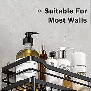 OySeyFo Shower Caddy 4-Pack, Self Adhesive Shower Organizer Storage Basket with 2 Soap Dishes 4 Hooks, Large Capacity Shampoo Holder Stainless Steel Shower Shelf Rack for Kitchen and Bathroom