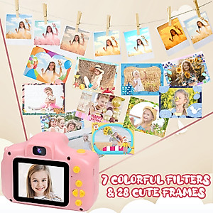 Toys for 4-6 Year Old Girls,Kids Camera Compact for Child Little Hands, Smooth Shape Toddler Selfie Camera,Best Birthday Gifts for 4 5 6 7 8 9 Year Old Girls with 16GB Memory Card by Rindol