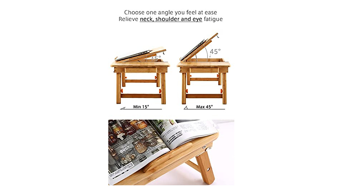 Nnewvante Adjustable Bamboo Laptop Desk - Multi-Use Table