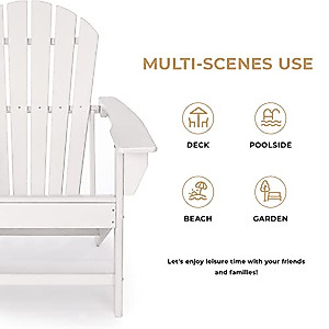 TLSUNNY Adirondack Chair, Outdoor Weather Resistant Fire Pit Campfire Chair, Oversized HDPE Resin Patio Chairs with Cup Holder, Easy Installation, for Garden, Backyard, Deck, Porch, Beach