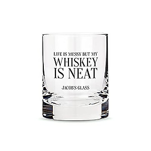 WEDDINGSTAR Personalized Whiskey Glass 11oz - Whiskey is Neat Print