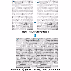 Coavas Peel and Stick Wallpaper Brick 17.7x118.1 Inches White Gray Removable Wallpaper Peel and Stick Self Adhesive Faux Brick for Bedroom Backsplash Laundry Room Accent Walls