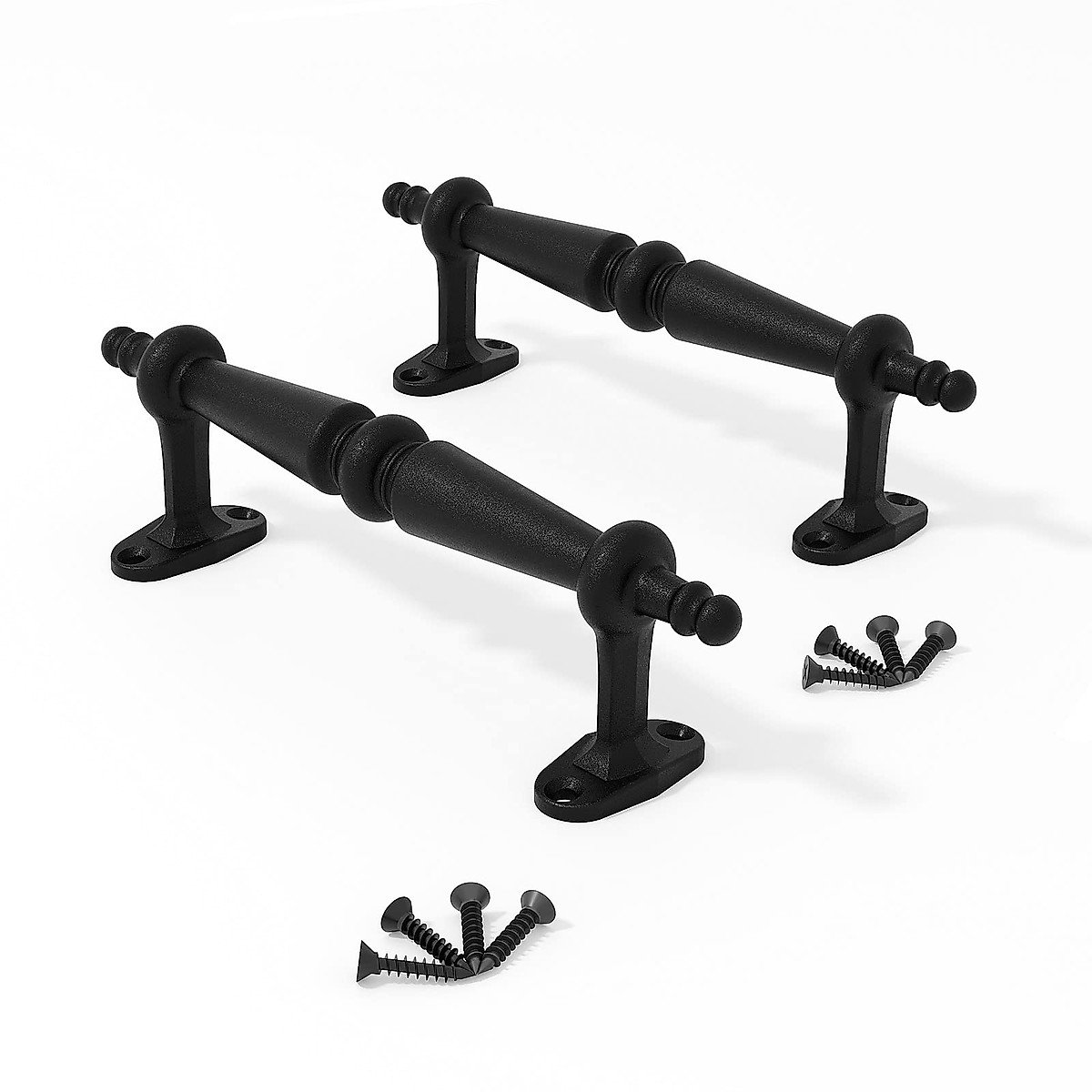 EaseLife 9" Barn Door Pull Handle, Rustic Black Cast Iron Grab, Gate Handles, Easy Install, 2 Pack