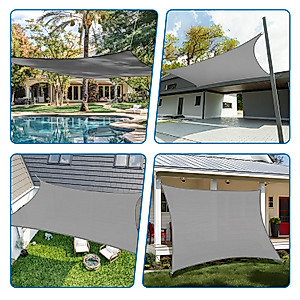 TANG Sunshades Depot 6x6 Feet Sun Shade Sail Square Canopy Shade Cover UV Block for Backyard Pergola Porch Deck Garden Patio Outdoor Activities Gray
