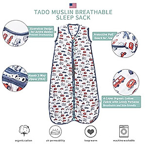 TADO MUSLIN Toddlers Sleeping Sack 100% Organic Cotton Kids Wearable Blanket 0.5 TOG(2-4T)