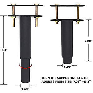ironwork 2Pcs 7.08" to 13.3" Metal Adjustable Height Center Support Leg for Bed Frame, Bed and Sofa Furniture Cabinet Foot Legs Feet Support Heavy Duty, Platform Bed Frame Replacement Legs