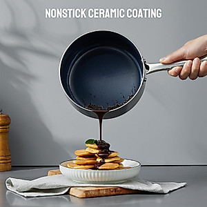 Induction Cookware Set 6-Piece, Stackable Kitchen Cooking Pots Set, 6qt 4.8qt & 2qt Pots with Lids, Dishwasher Safe & Oven Safe, Compatible with All Stoves, Black