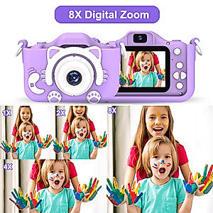 goopow Kids Selfie Camera, Christmas Birthday Gifts for Boys Age 3-9, HD Digital Video Cameras for Toddler, Portable Toy for 3 4 5 6 7 8 Year Old Boy&Girls with 32GB SD Card