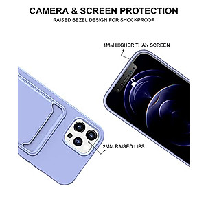 Homstect Silicone Card Case Compatible with iPhone 12/iPhone 12 Pro 6.1inch, Shock-Absorbing Protective Case with Card Holder, Slim Wallet Case Compatible with iPhone 12/12 Pro (2020 Release)-Pureple