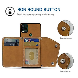 Compatible with Moto G Stylus 5G 2021 Wallet Case with Crossbody Shoulder Strap and Stand Leather Credit Card Holder Cell Accessories Phone Cover for Motorola GStylus G5 XT2131DL Women Girls Brown