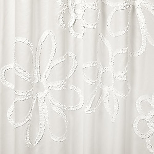 Lush Decor White Ruffle Flower Polyester Shower Curtain, 72" x 72"